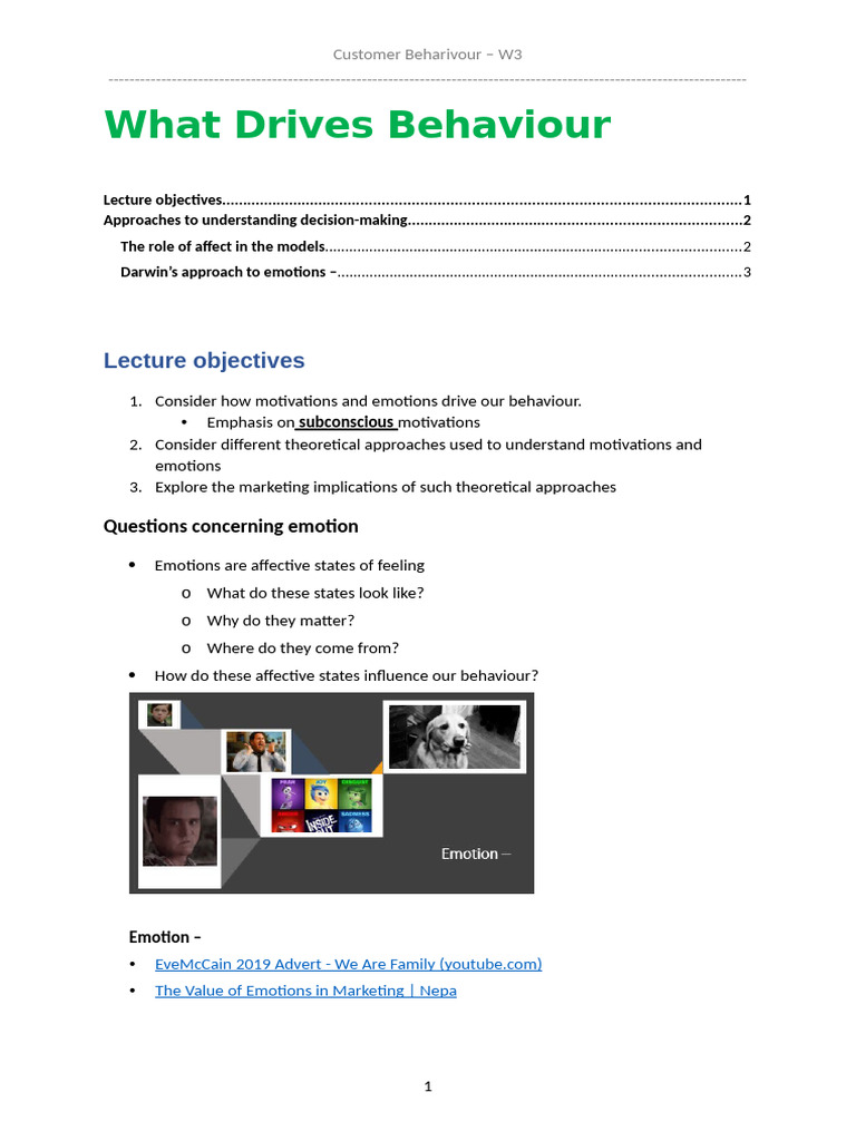 W3-What Drives Behaviour | PDF | Emotions | Career & Growth