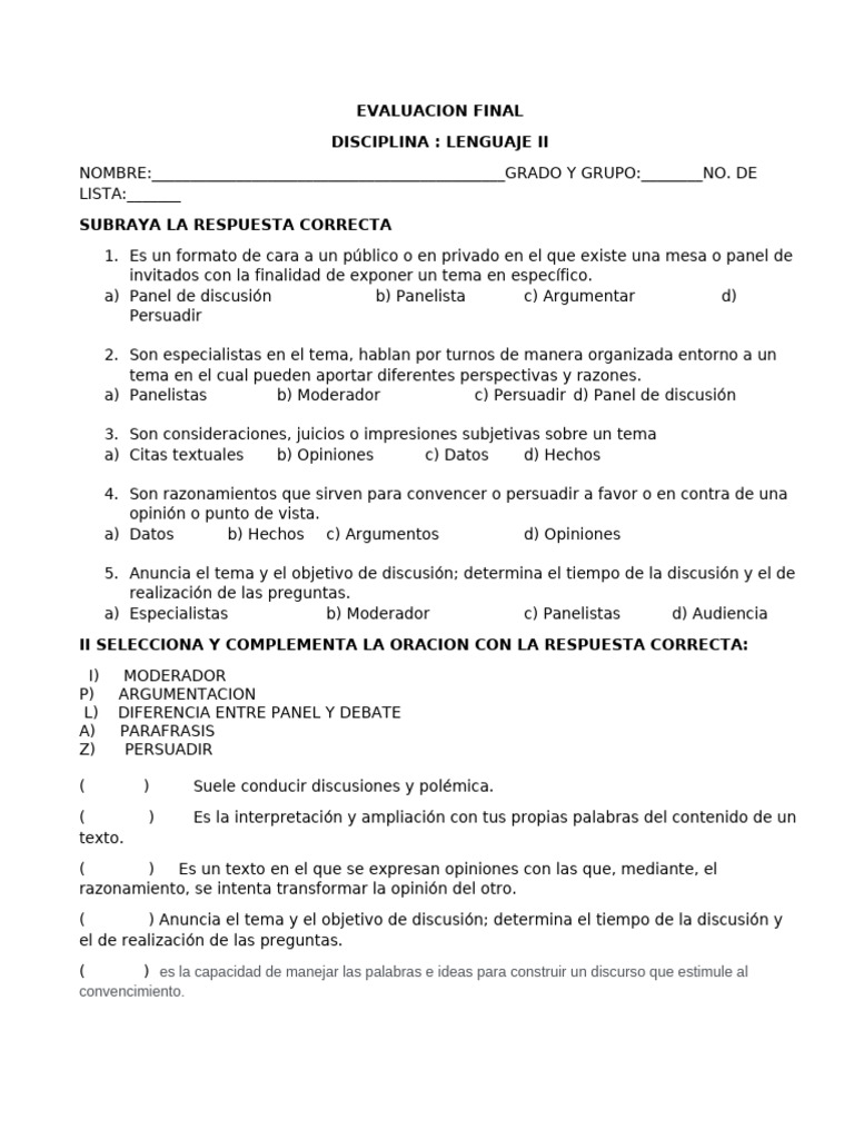 EVALUACION FINAL | PDF