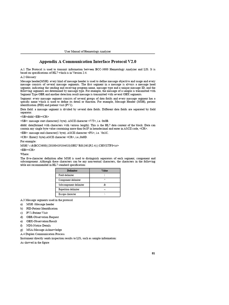 BCC-3600 Protocolo LIS | PDF