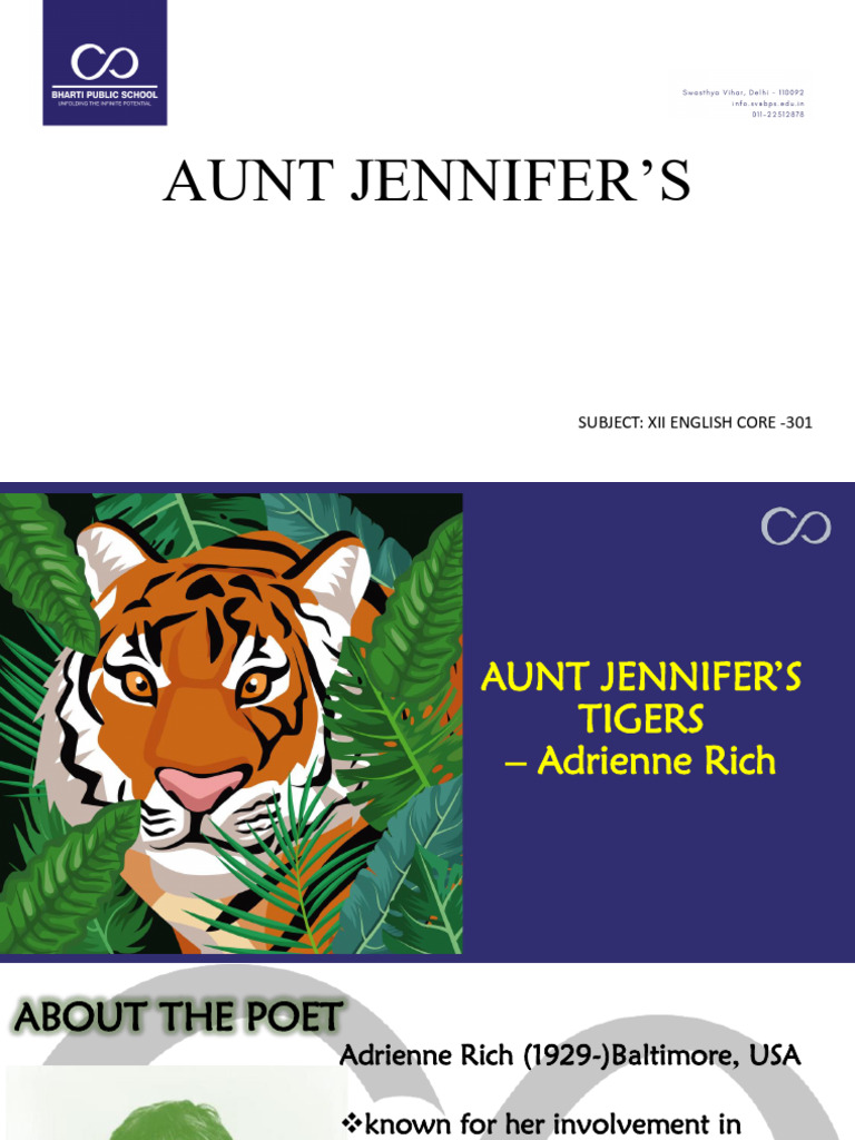 XII ENG Poem- AUNT JENNIFER'S TIGERS | PDF