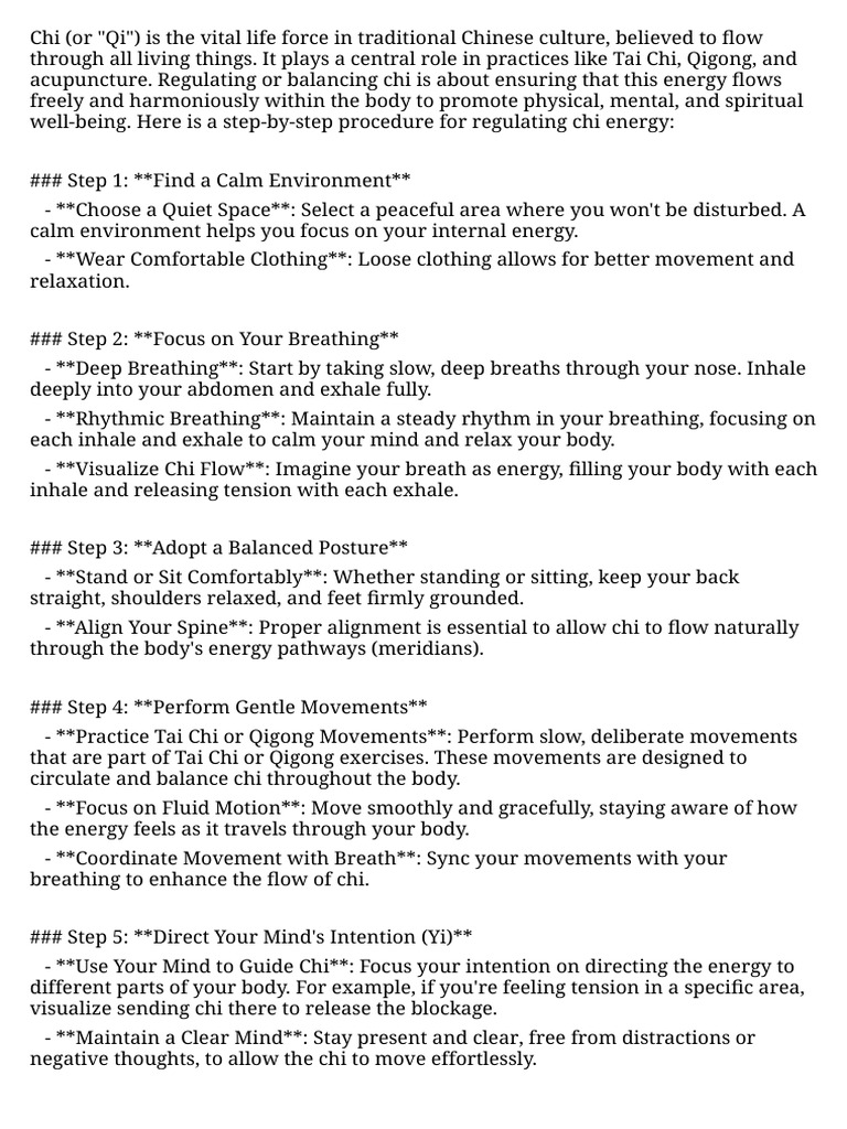 Chi Energy Regulation | PDF
