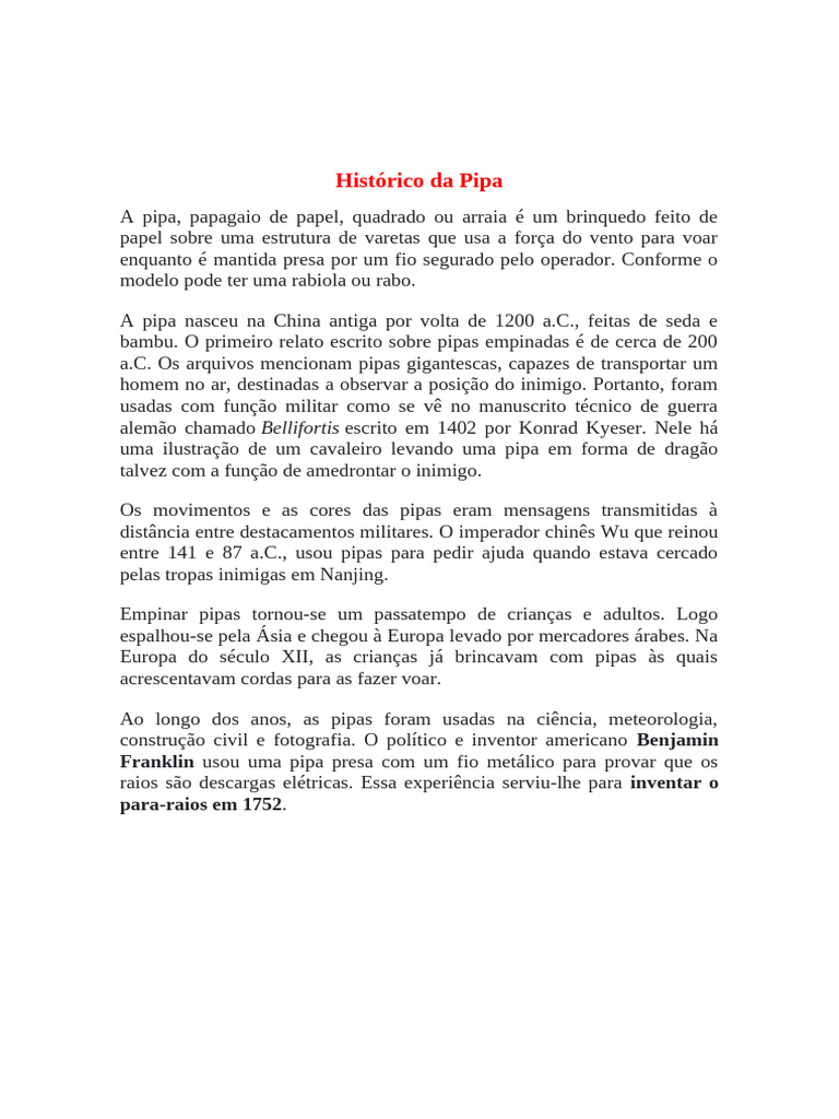 Histórico Da Pipa | PDF