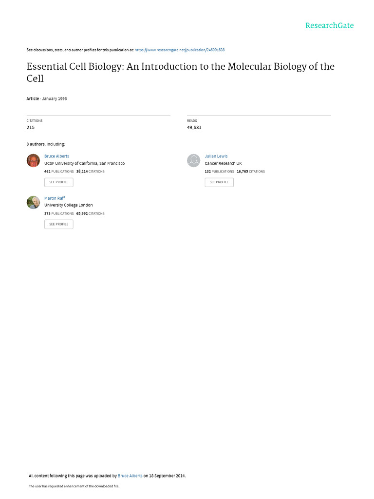 Essential Cell Biology An Introduction To The Mole | PDF