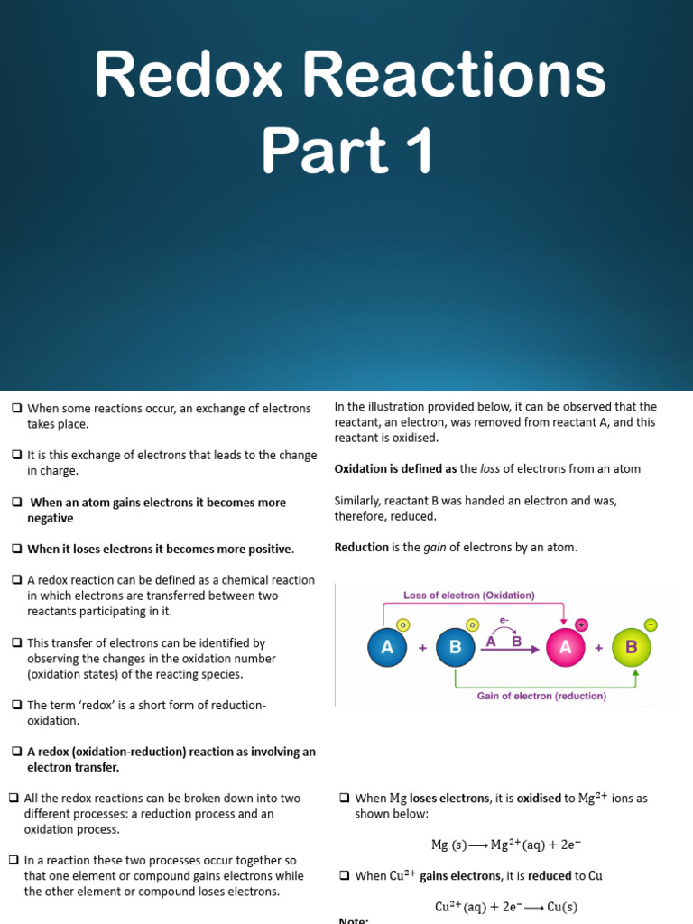 Redox Reactions Part 1 and 2 | PDF