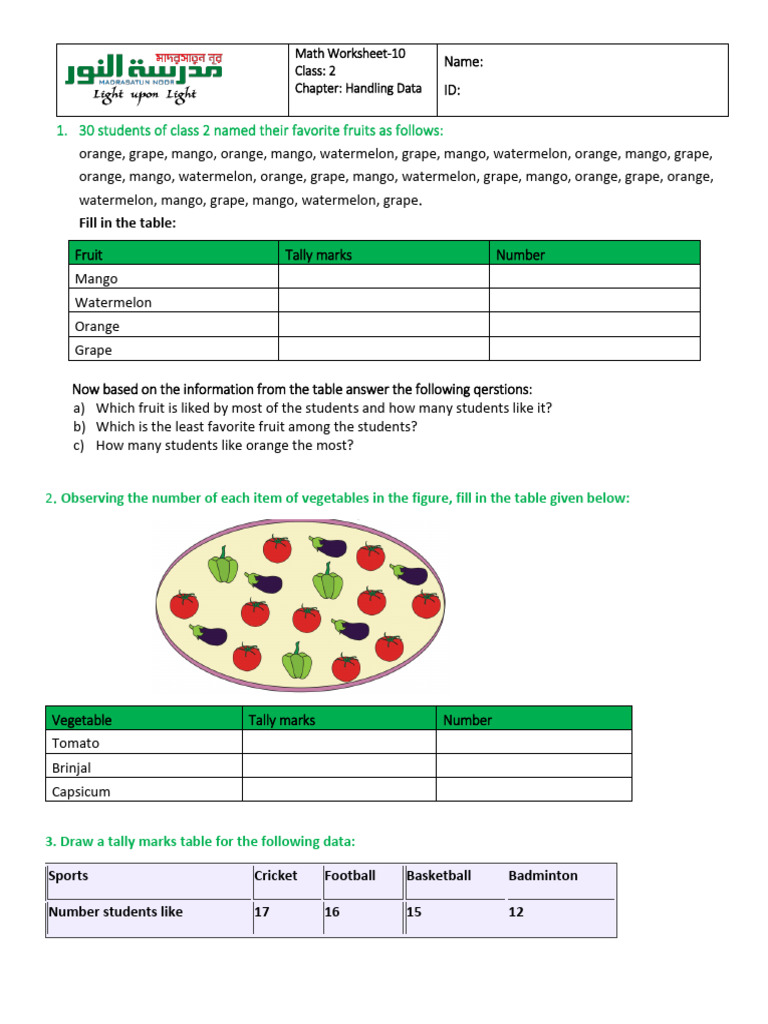 Math Worksheet-10 Handling Data | PDF