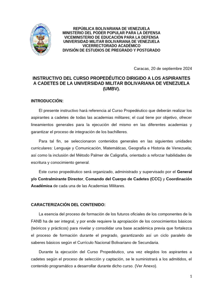 Instructivo Curso Propedeutico 2024-2025 | PDF