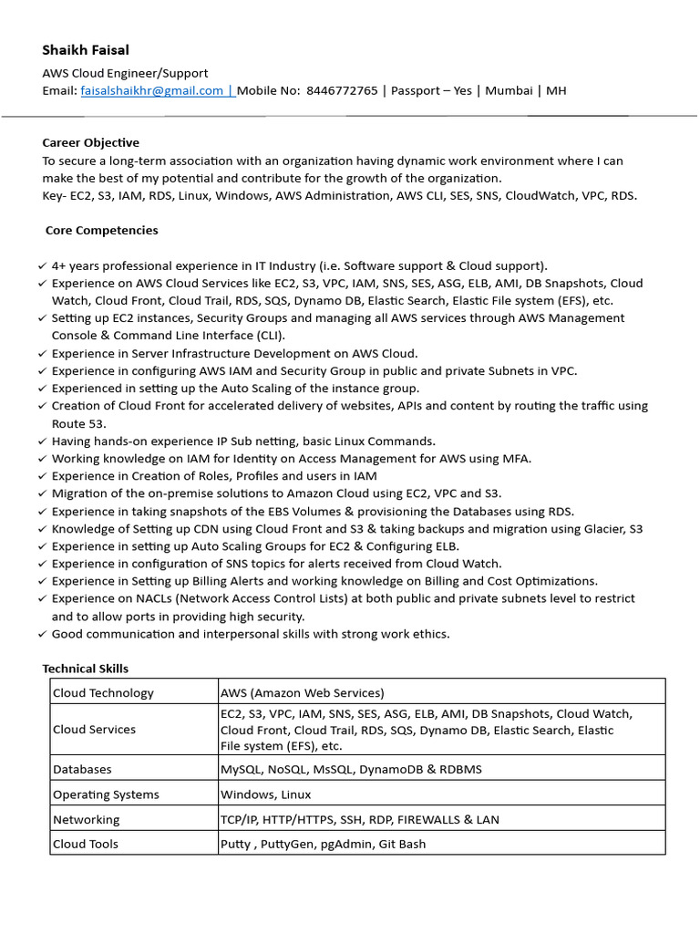 AWS Cloud Engineer Resume | PDF | Amazon Web Services | Computers
