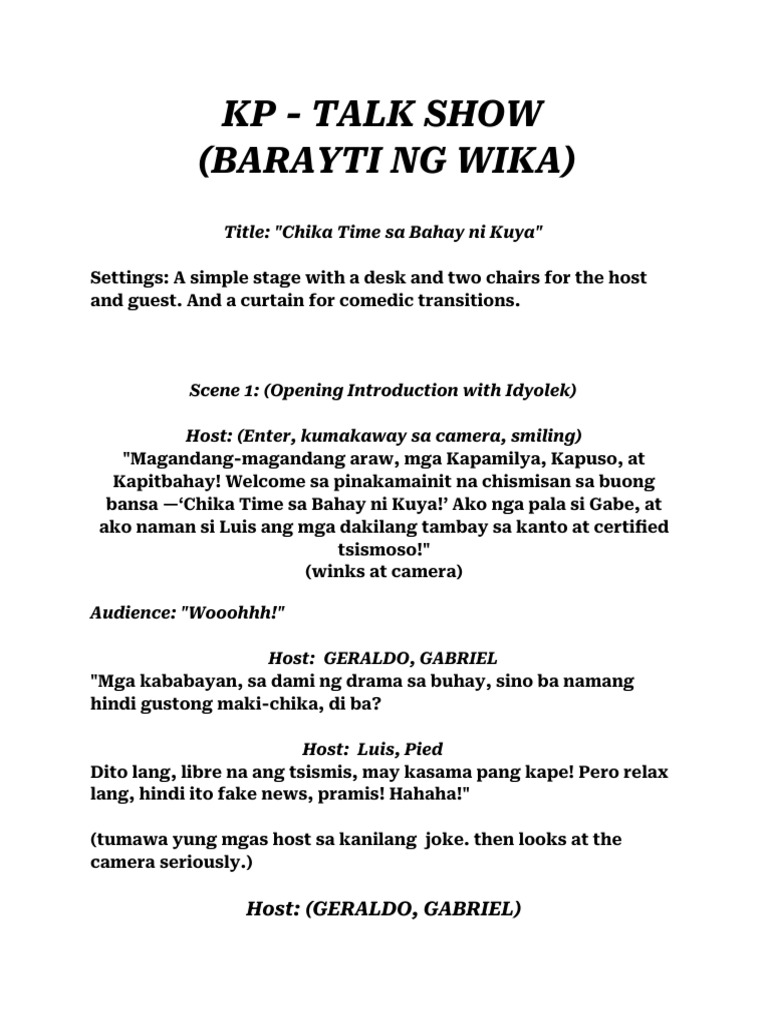 Kp Talk Show Final Script | PDF