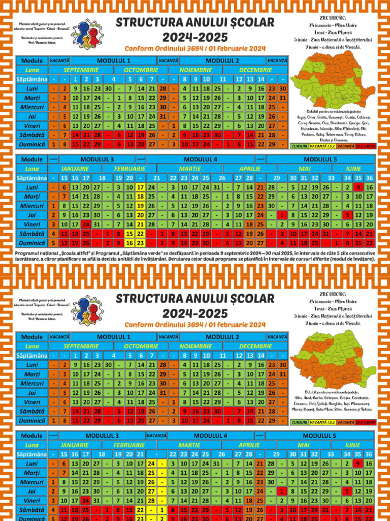 Structura Anului Scolar 2024 2025 by Ruseanu Iulian | PDF