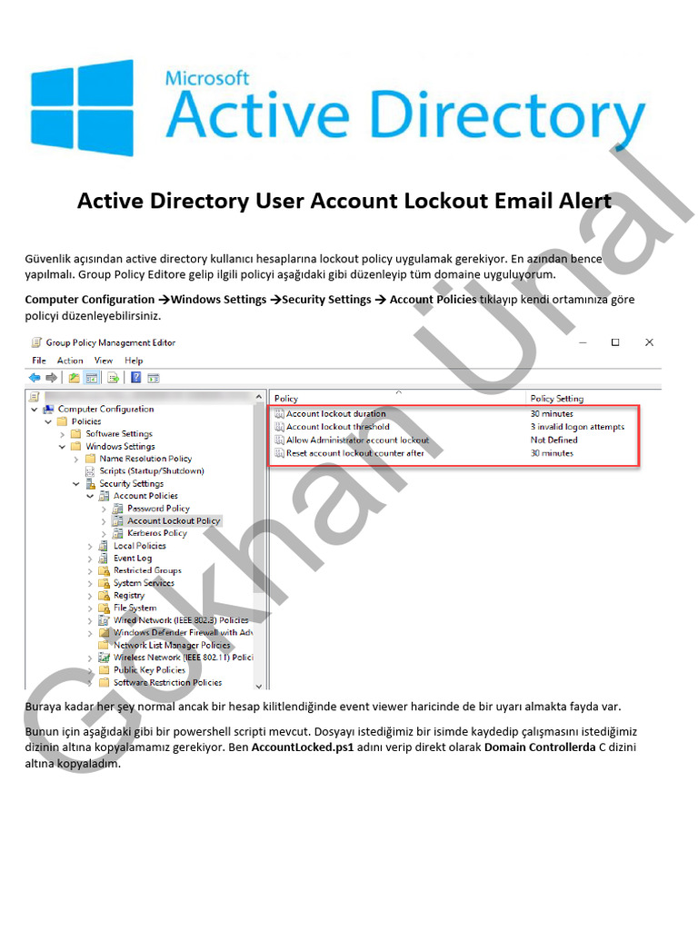 AD User Lockedout Email Alert | PDF