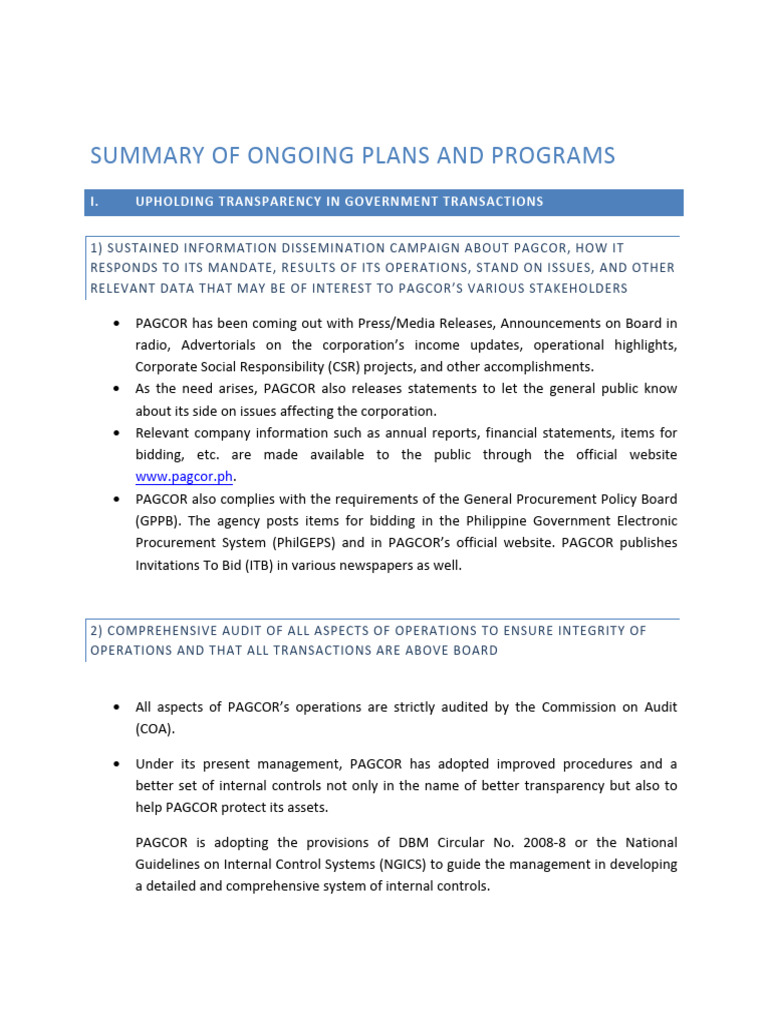 Annex G Plans and Programs | PDF