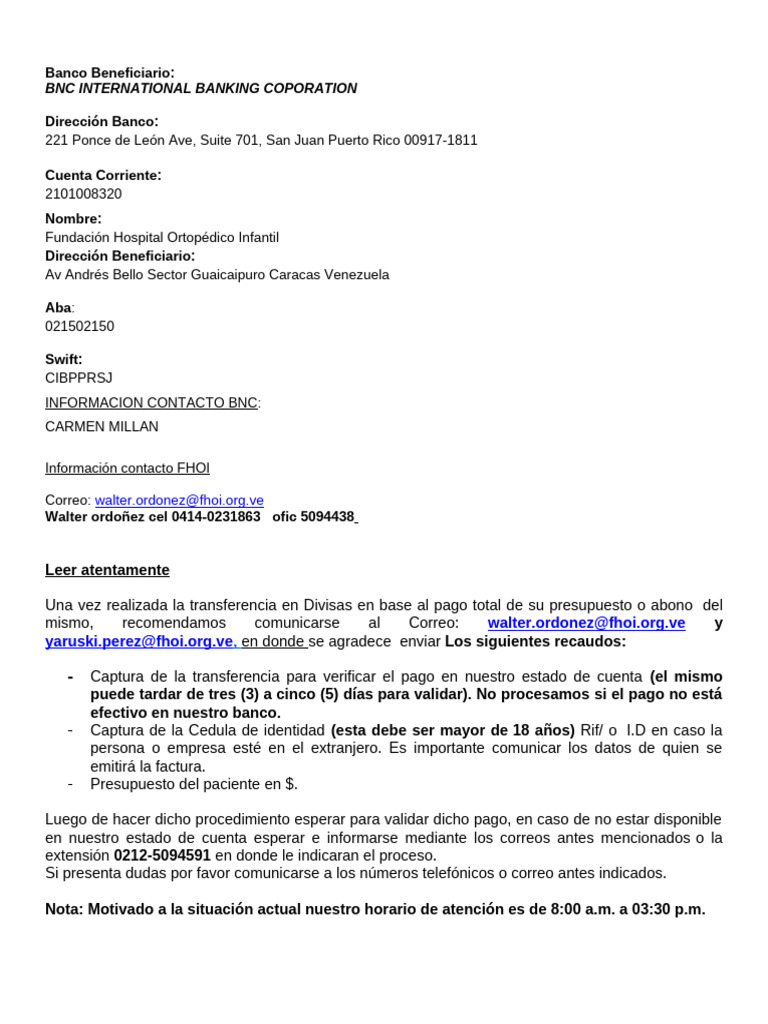BNC Bank Puerto Rico Coordenadas Cta Nueva CON INDICACIONES | PDF