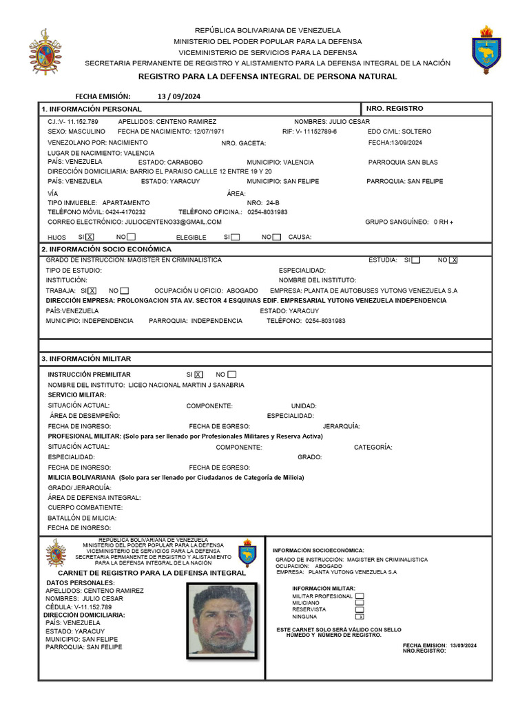 Carnet Militar en Blanco | PDF