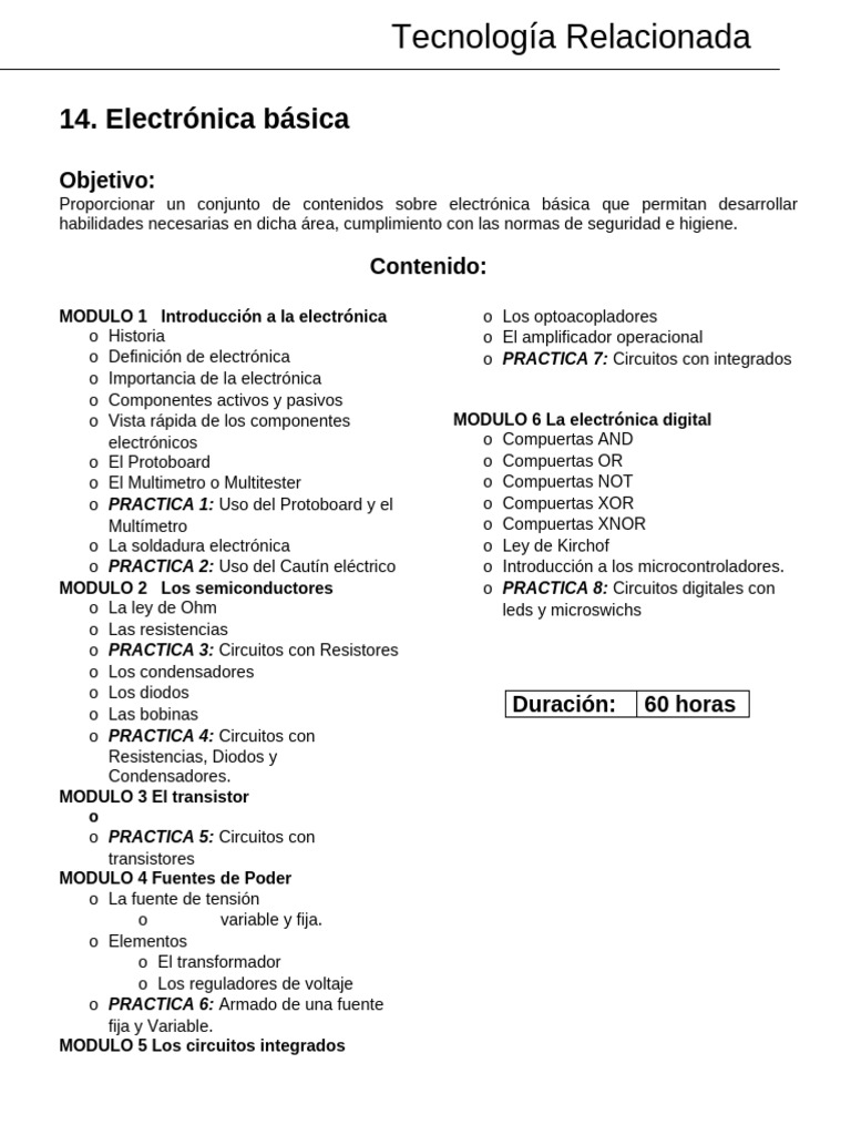 contenido de electronica basica | PDF