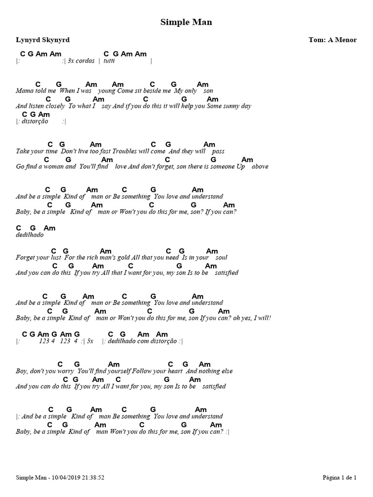 Lynyrd Skynyrd - Simple Man | PDF