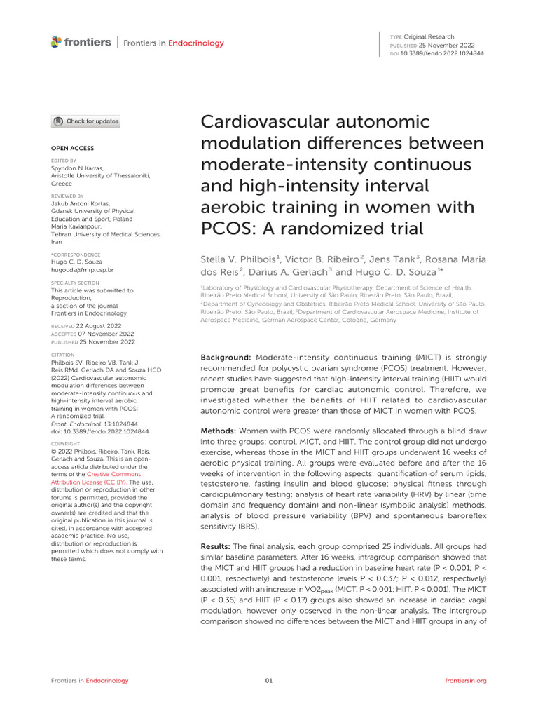 Cardiovascular Autonomic Modulation Differences Be | PDF