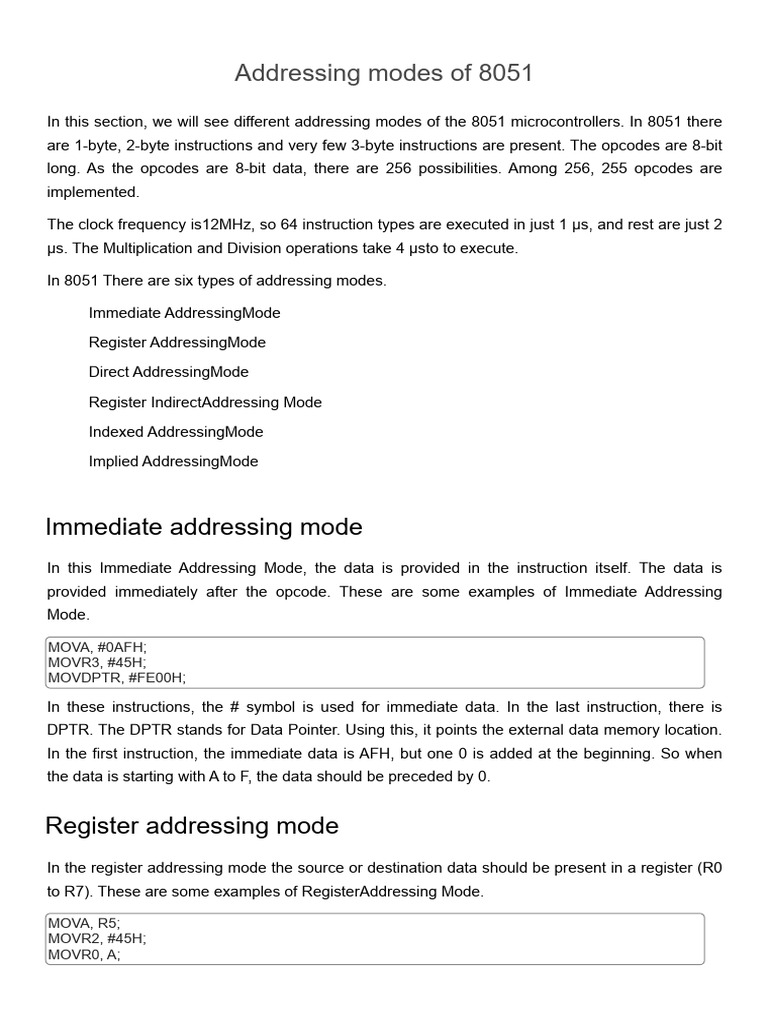 Mod 3 - Addressing Modes | PDF