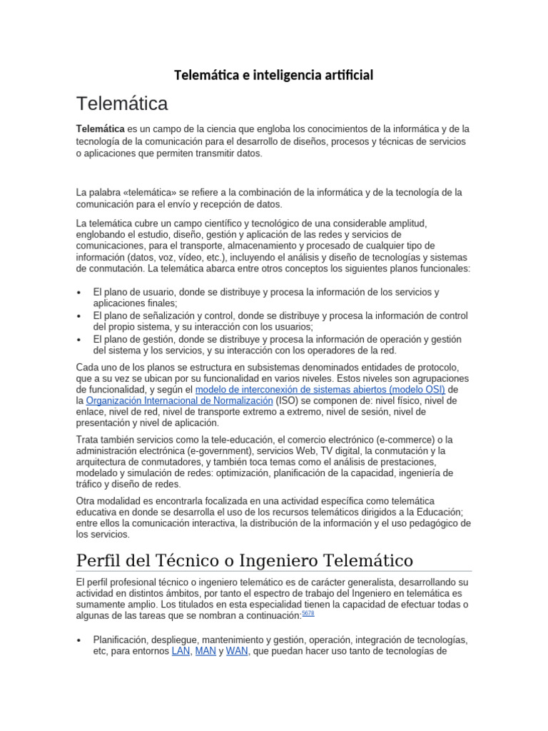 Telemática e Inteligencia Artificial | PDF