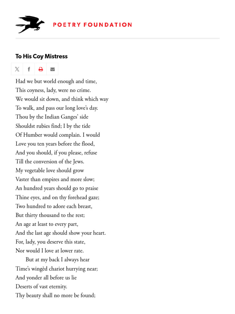 To His Coy Mistress _ The Poetry Foundation | PDF