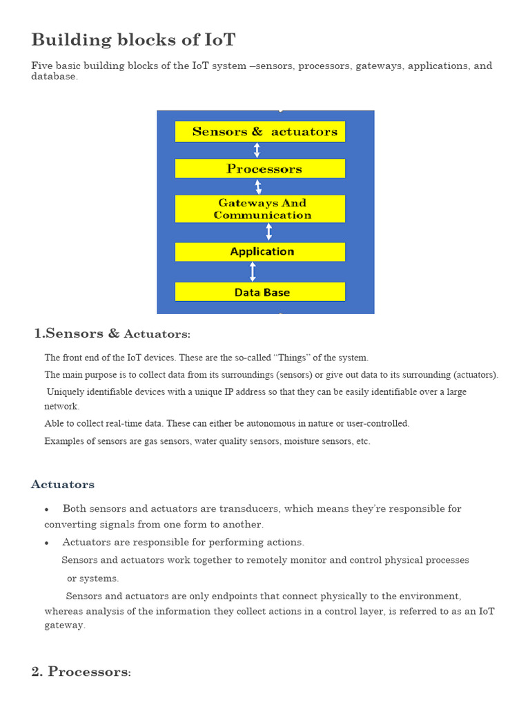 Mod 4 - Basic Building Blocks of IOT | PDF