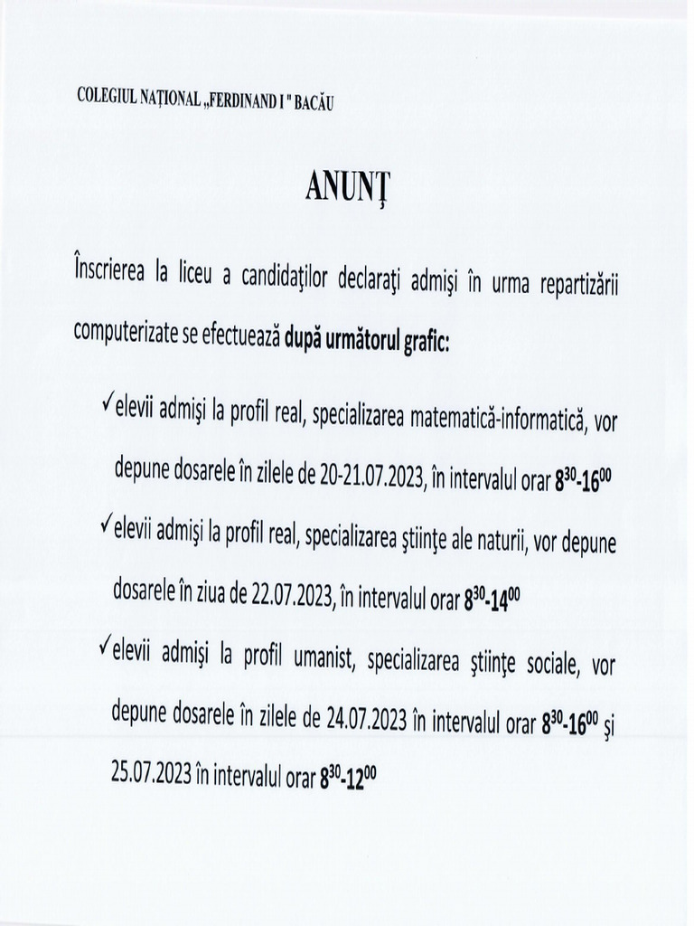 ANUNT Depunere Dosare | PDF