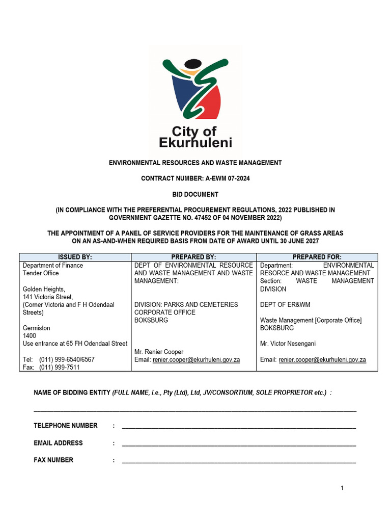 Final Bid Document a Ewm 07 2024 Grass Cutting | PDF