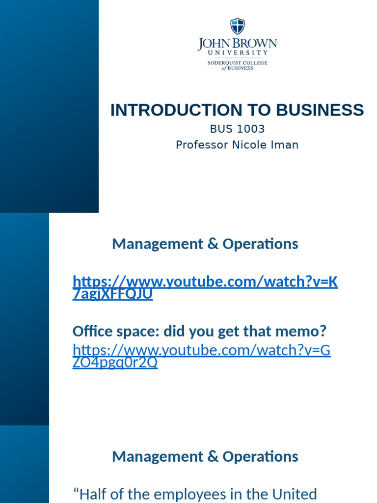 Intro To Biz MANAGEMENT Lecture Slides | PDF