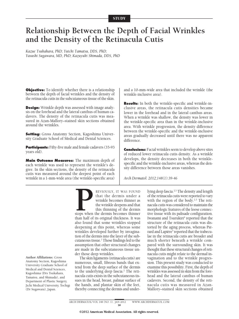 Relationship Between The Depth of Facial Wrinkles and The Density of ...