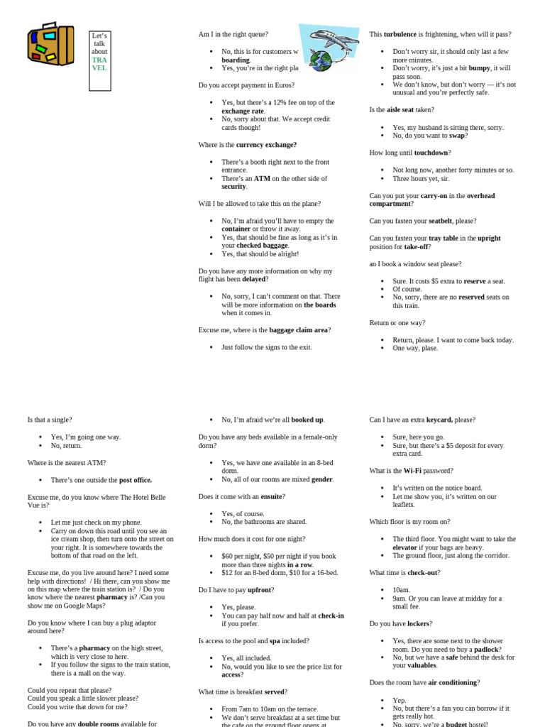 Lets Talk About Travel Fun Activities Games - 4453 | PDF