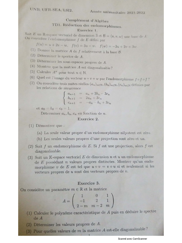 TD Complément D'algèbre | PDF