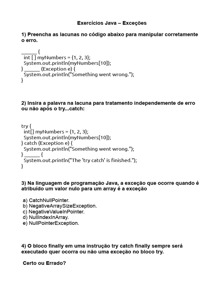 Java Exceptions | PDF