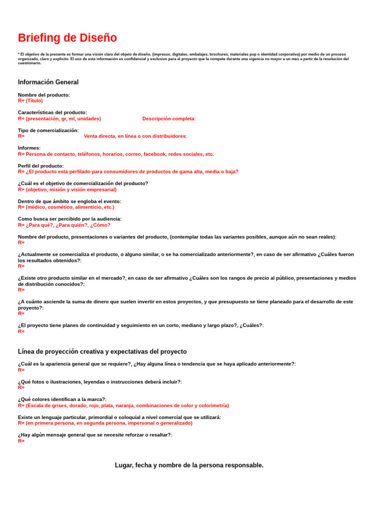 Brief de Diseño para Productos | PDF | Diseño | Marca
