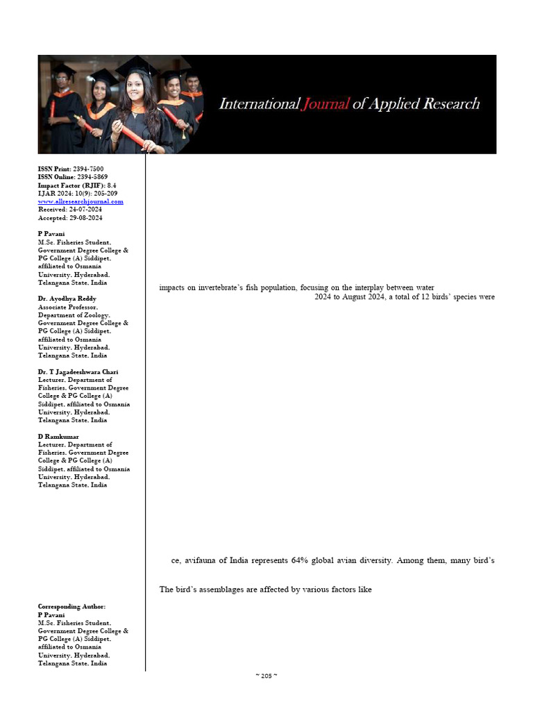 Pavani Article | PDF | Aquatic Ecosystem | Science & Mathematics