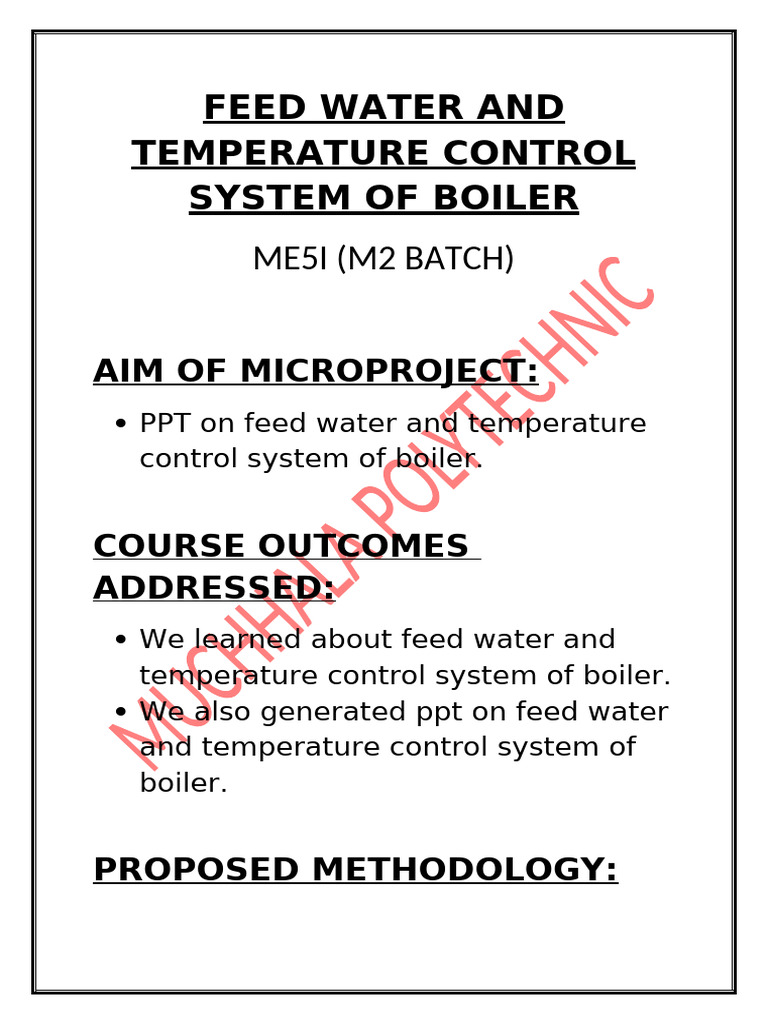 FEED WATER CONTROL SYSTEM (PPE) | PDF