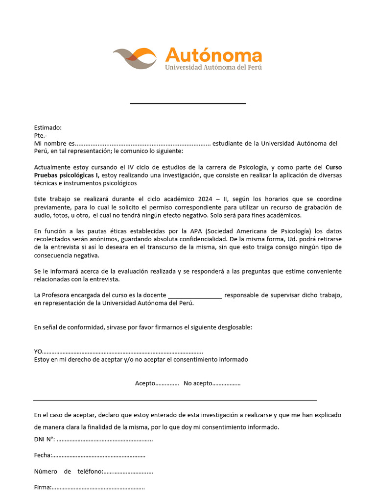 Modelo Consentimiento InformadO | PDF