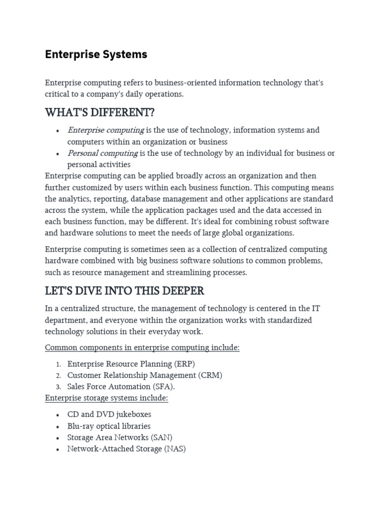 Enterprise Systems | PDF