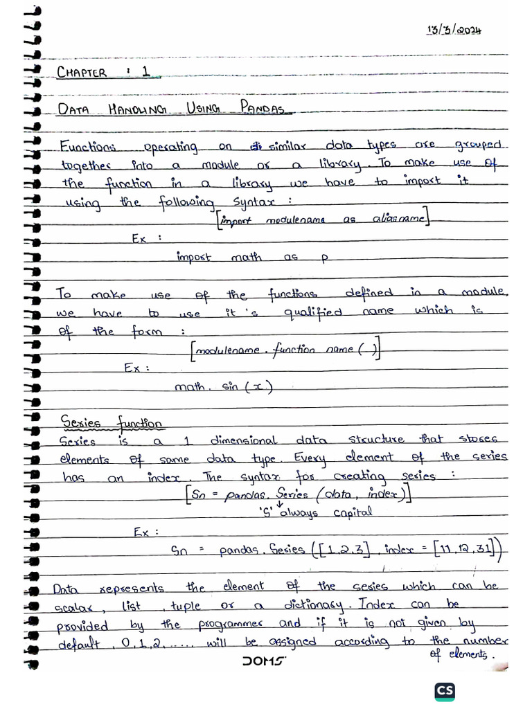 Informatics Practices Class XII Chapter Data Handling Using Pandas ... Informatics Practices Class XII Chapter Data Handling Using Pandas ...