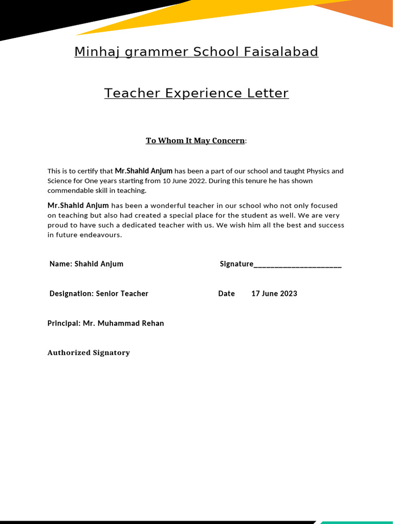 Experience Letter | PDF