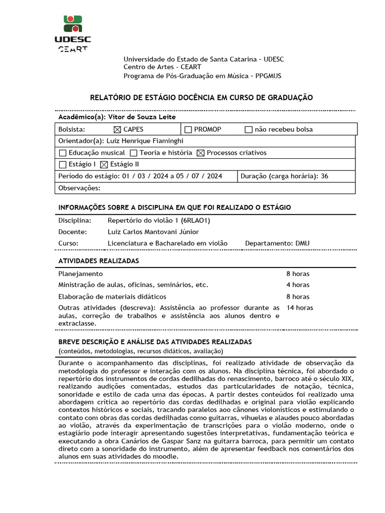 Estagio - Docencia 2 | PDF