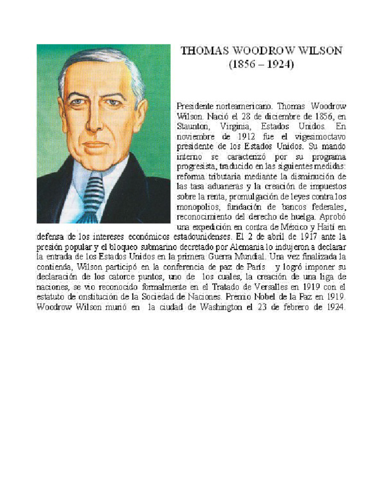 Thomas Woodrow Wilson | PDF