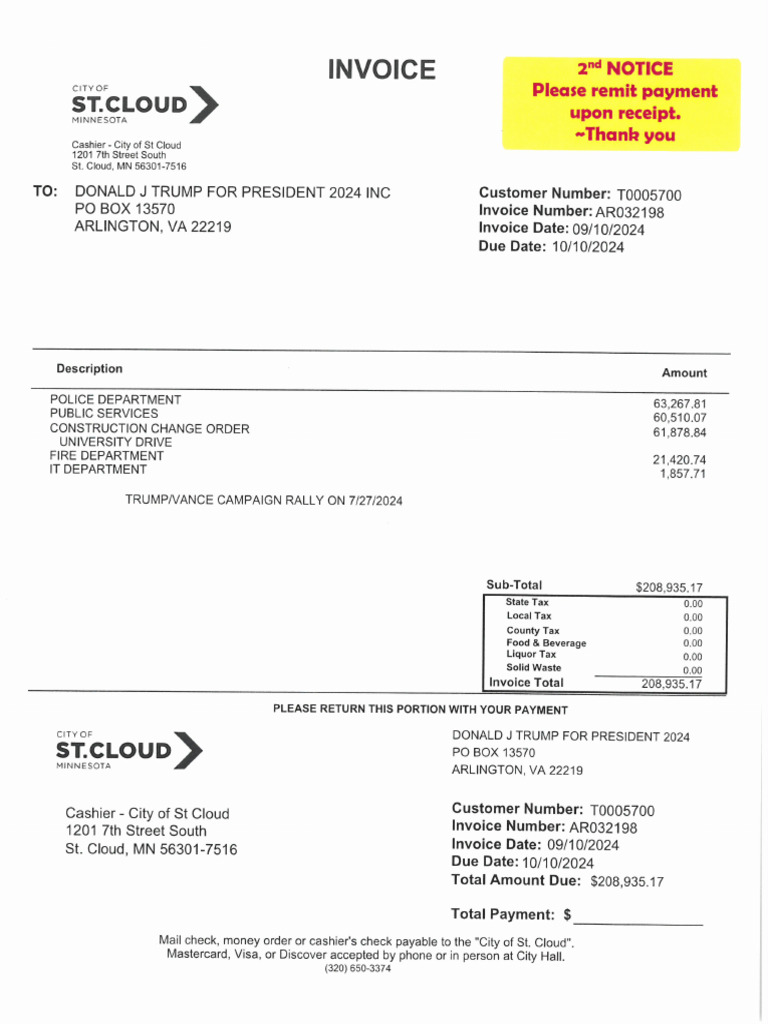 Trump St. Cloud 2nd Invoice | PDF