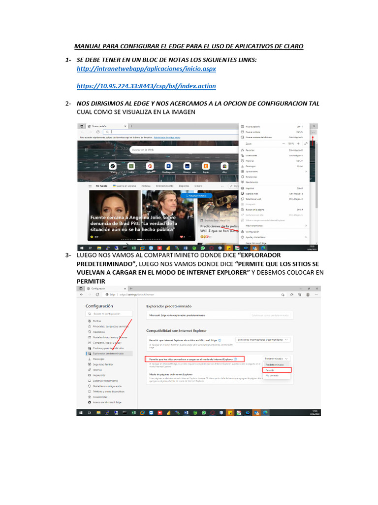 Manual para Configurar El Edge para El Uso de Aplicativos de Claro | PDF