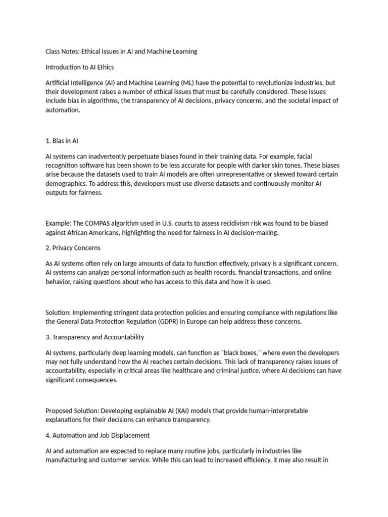 Ethical Issues in AI and Machine Learning | PDF | Artificial ...