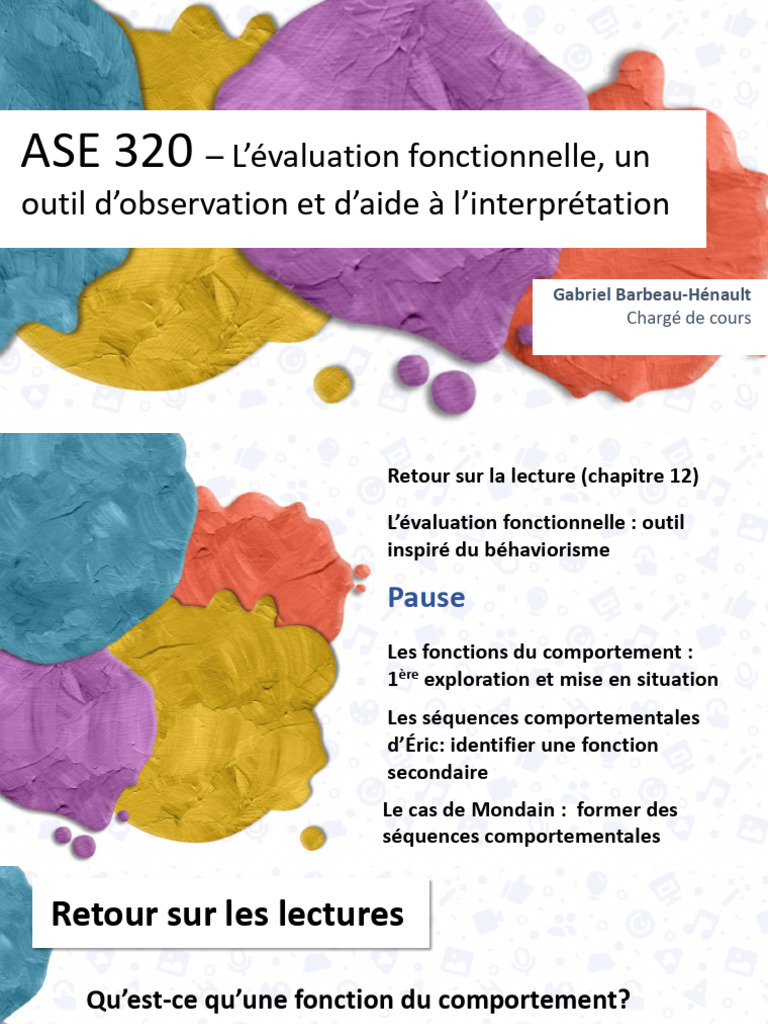 ASE320 - Lévaluation Fonctionnelle - Version Étudiante | PDF