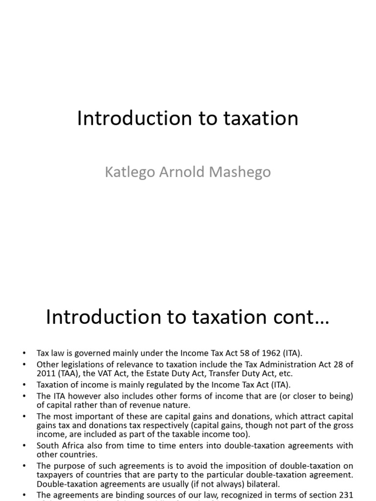 Tax Law - Chapter 1 - Tax Notes and Slides - Introduction To Taxation ...