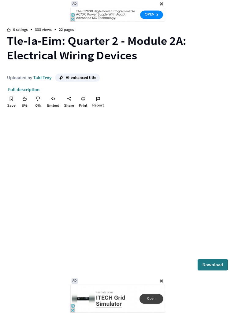 Tle-Ia-Eim - Quarter 2 - Module 2A - Electrical Wiring Devices - PDF ...