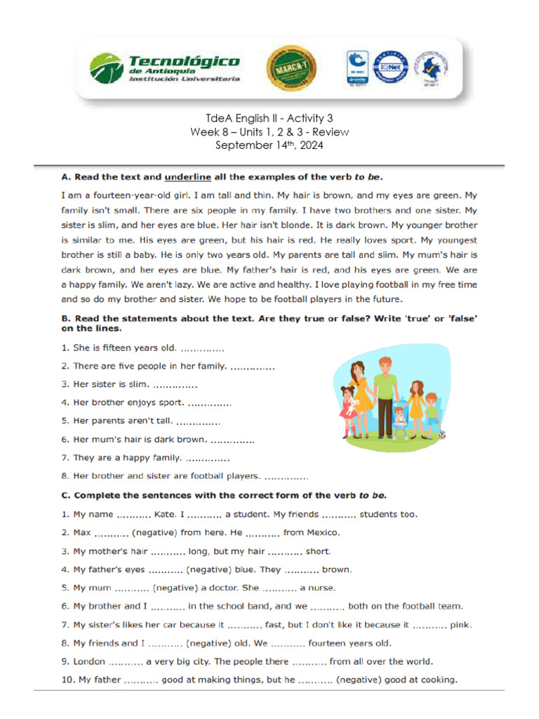 TdeA - English II - Units 1, 2, 3 - Review - 2024 | PDF