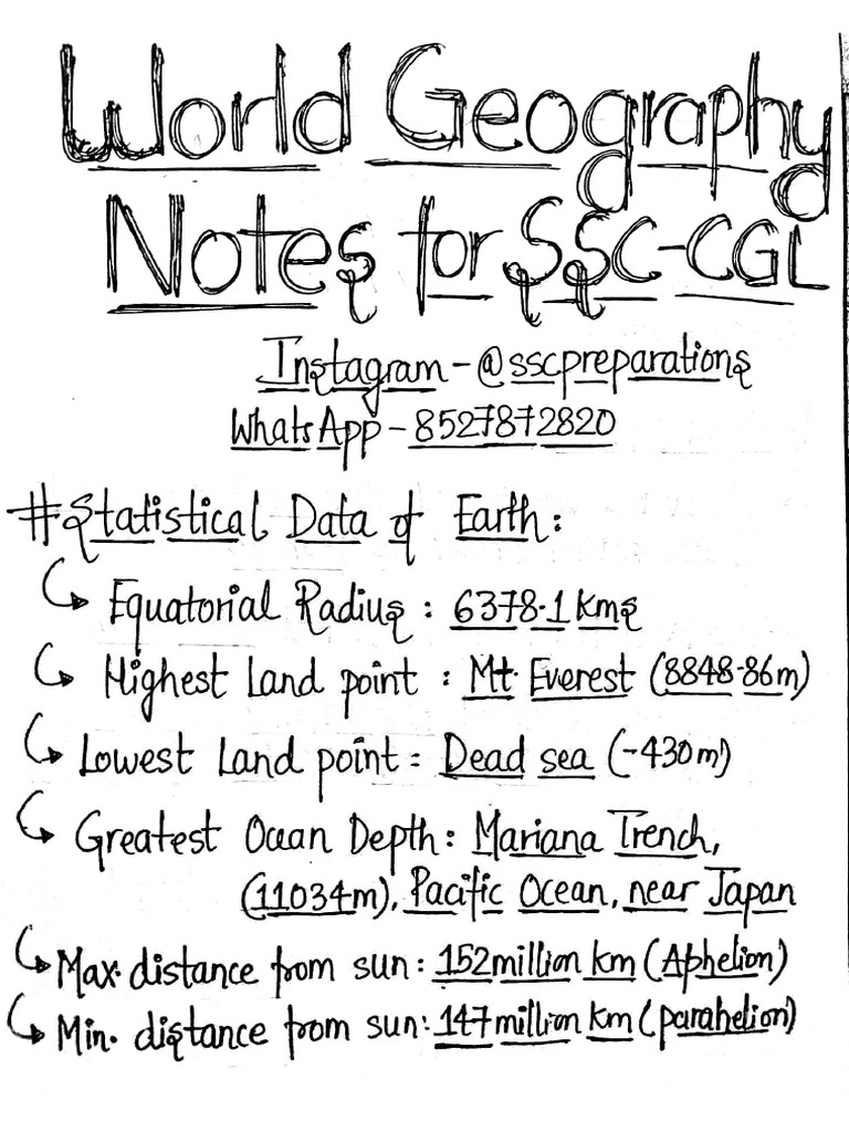 World + Indian Geography Complete Handwritten Notes | PDF