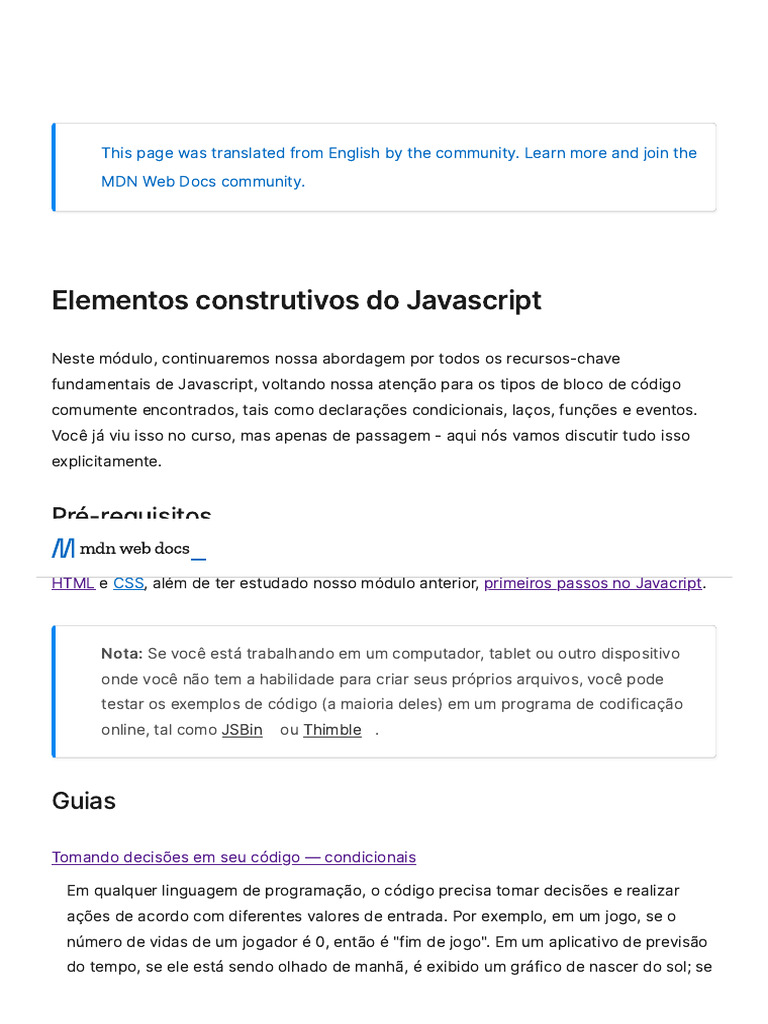 1 - Elementos construtivos do Javascript | PDF