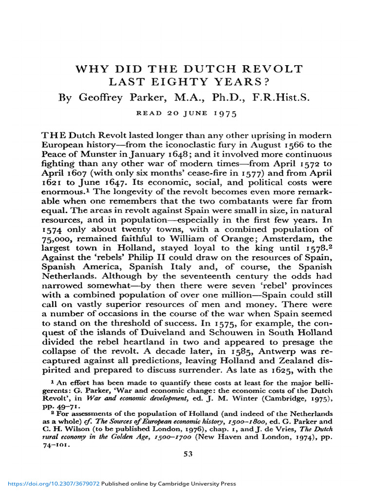 Why Did The Dutch Revolt Last Eighty Years | PDF